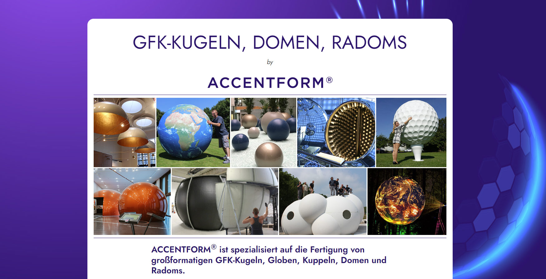 Home - ACCENTFORM - GFK-Kugeln & Styropor-Kugeln